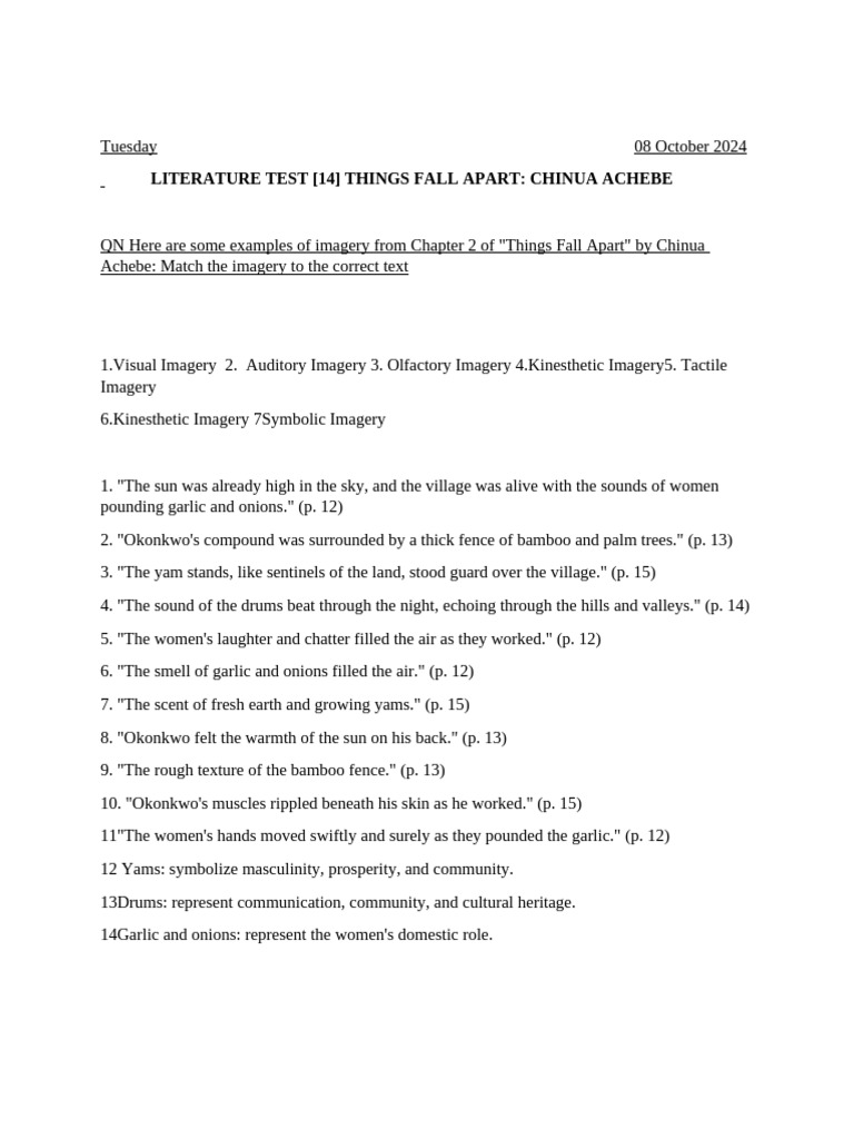 Literature Test Form 3 | PDF
