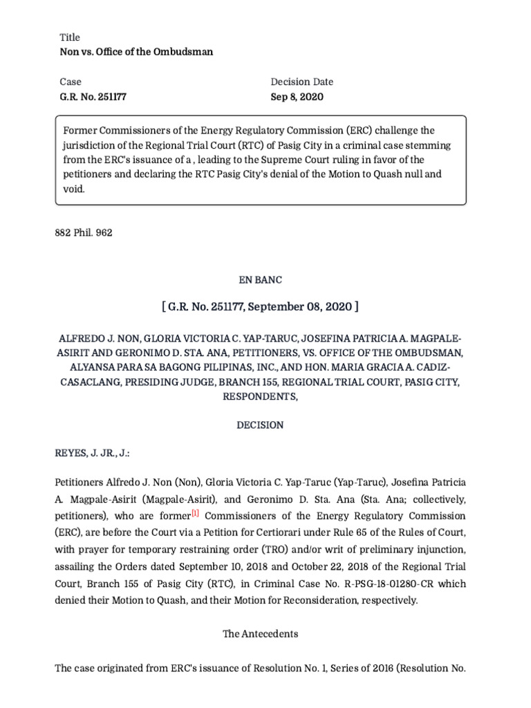 Non vs. Office of The Ombudsman | PDF | Certiorari | Jurisdiction