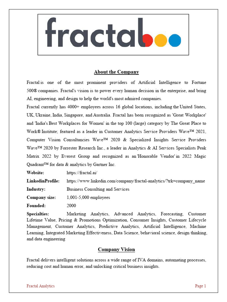 FRACTAL ANALYTICS | PDF | Analytics | Artificial Intelligence