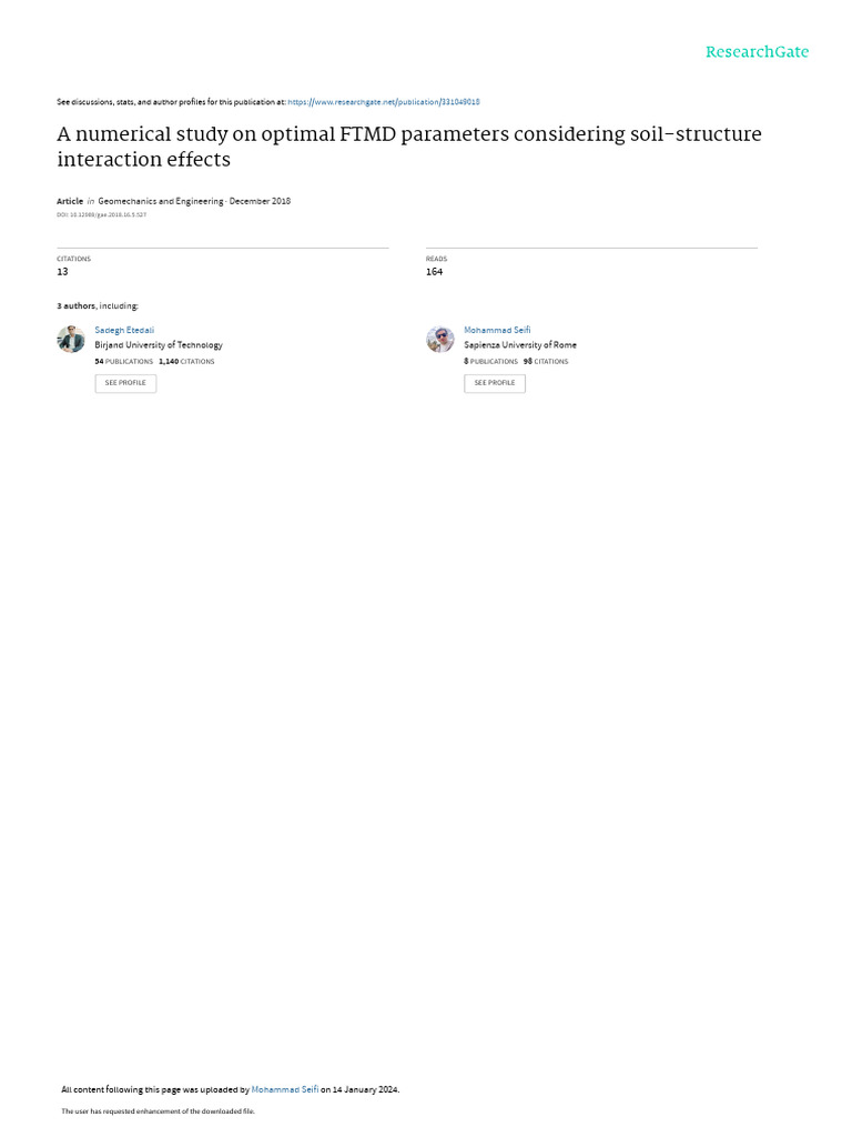 2.1. A numerical study on optimal FTMD-GeomechanicsandEngineering | PDF | Force | Mechanics