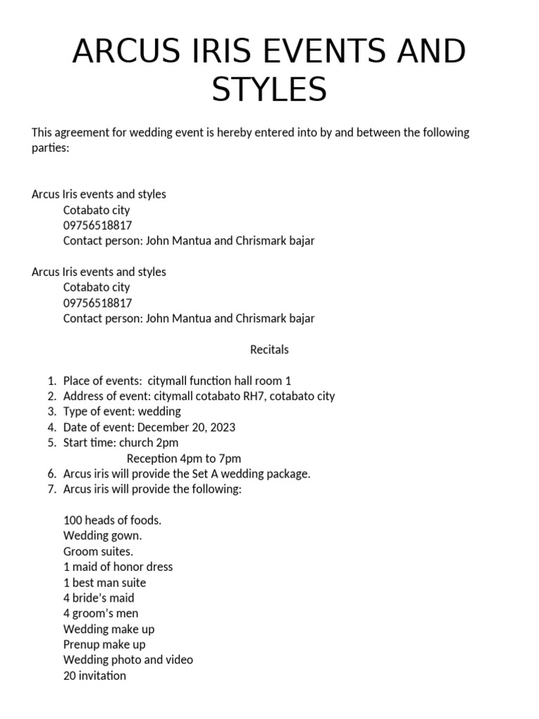 Full Page Arcus Iris Contract | PDF