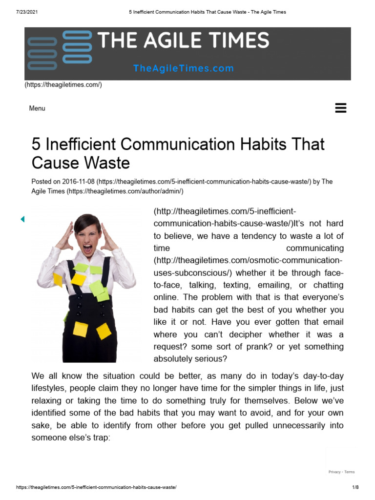 5 Inefficient Communication Habits That Cause Waste - The Agile Times ...