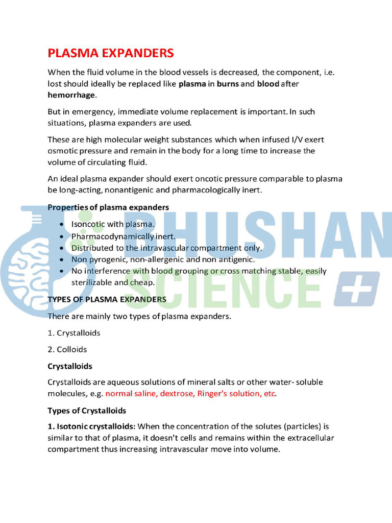 Plasma Expander | PDF