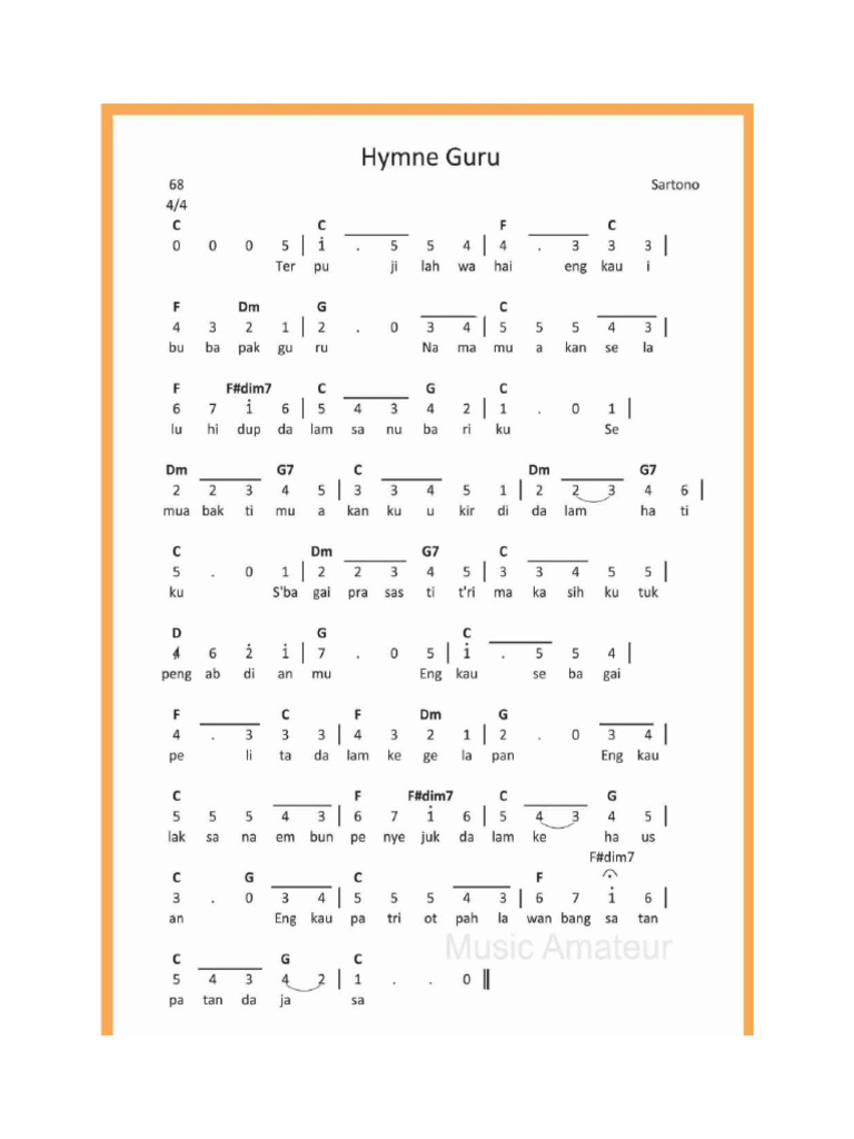 Partitur Hymne Guru | PDF