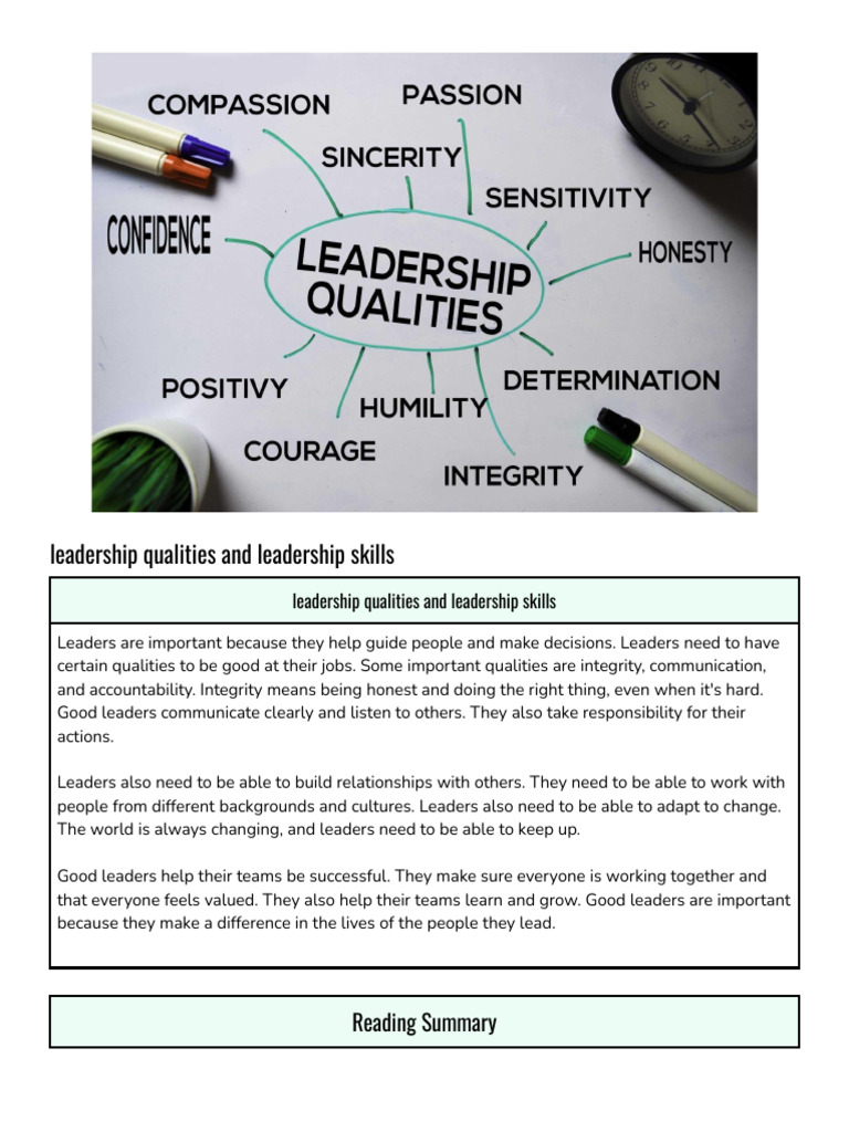 Essential Leadership Qualities Explained | PDF | Leadership | Integrity