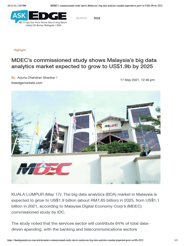 MDEC's Commissioned Study Shows Malaysia's Big Data Analytics Market ...
