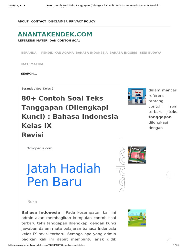 Soal Teks Tanggapan Kelas IX dan Kunci | PDF