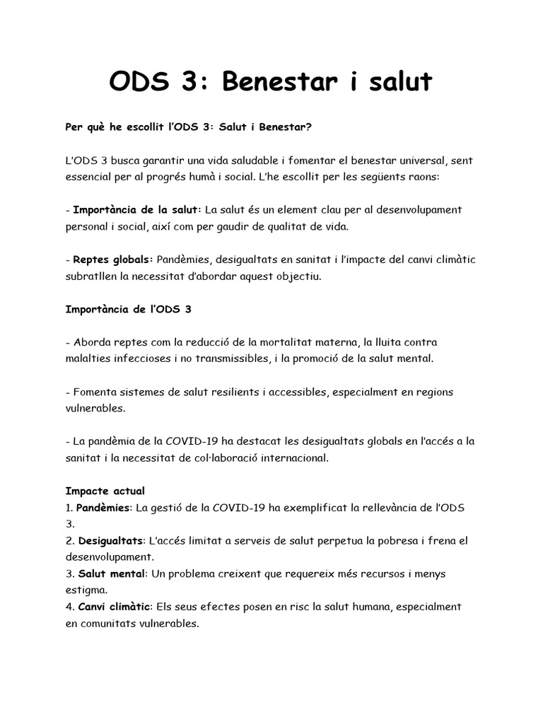 ODS 3 - Benestar I Salut | PDF