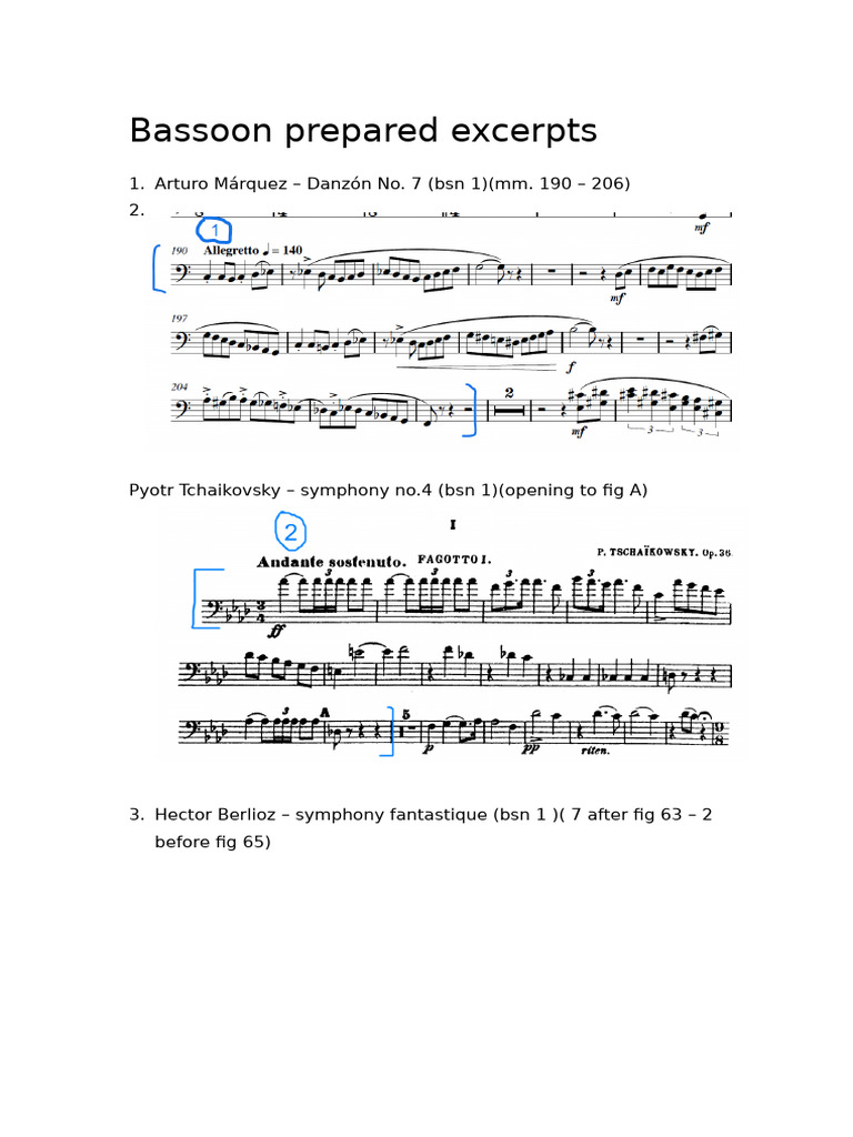 Bassoon Audition Excerpts | PDF
