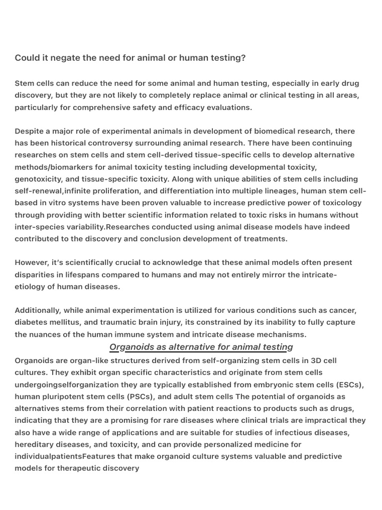 Could It Negate The Need For Animal or Human Testing? | PDF | Stem Cell ...
