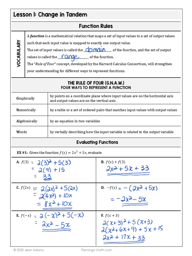 1.1 Change in Tandem - Key | PDF | Function (Mathematics) | Cartesian ...