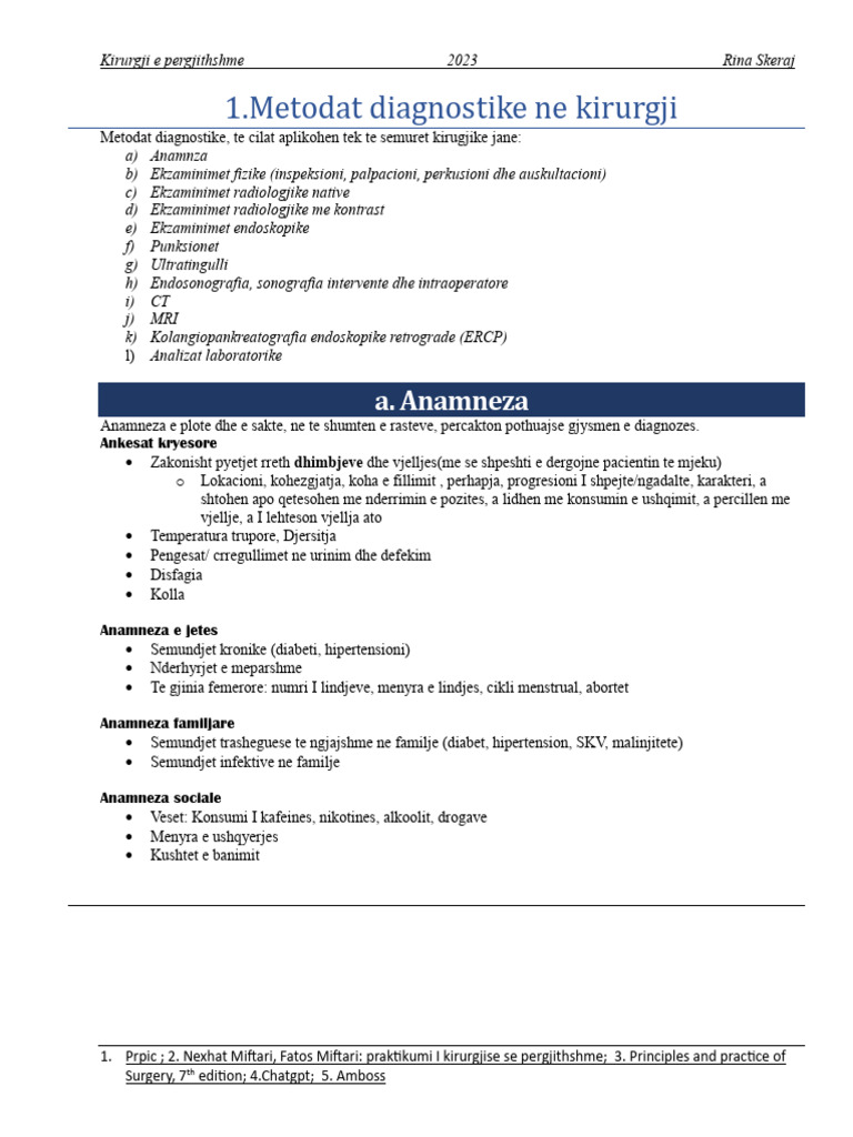 Kirurgjia e Pergjithshme - Shenime | PDF