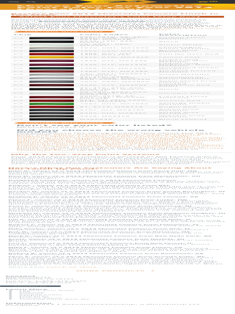 2014 Chevrolet Camaro Colors of Touch Up Paint | PDF | Chevrolet ...