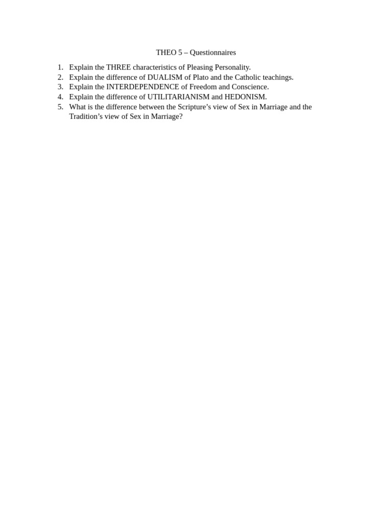 Theo 5: Key Philosophical Questions | PDF