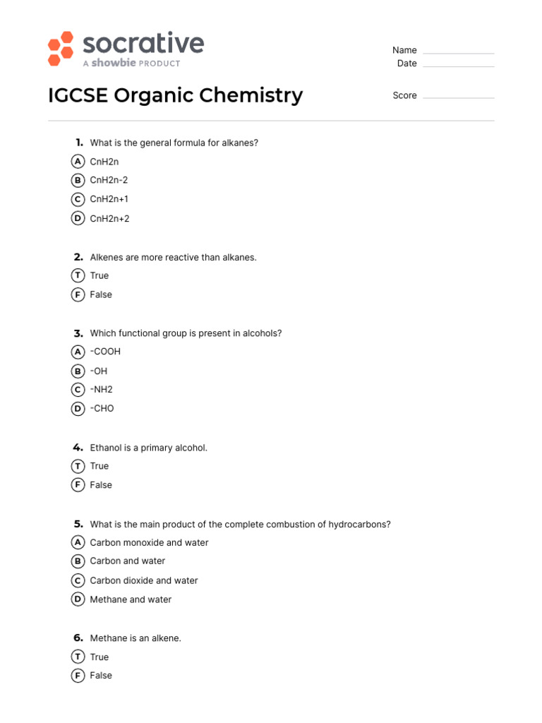 IGCSE Organic Chemistry Overview | PDF