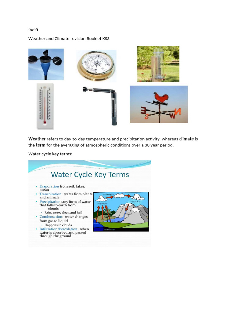 Weather and Climate Revision Booklet Ks3 30th Oct | PDF | Rain ...