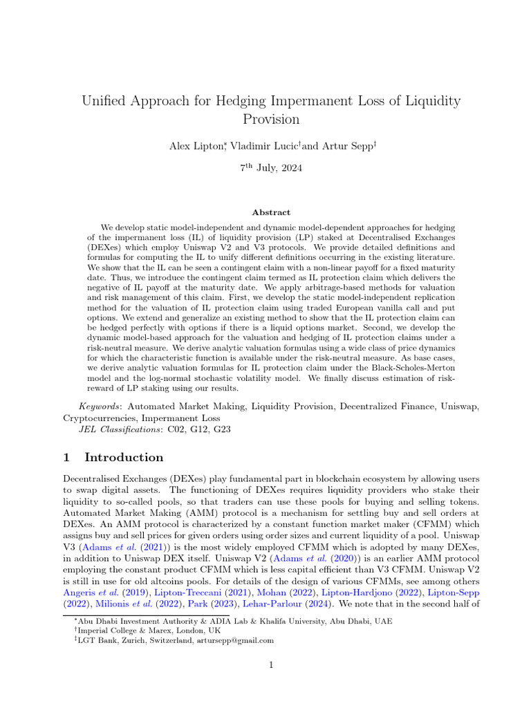 Hedging Impermanent Loss in DeFi Liquidity | PDF | Option (Finance ...