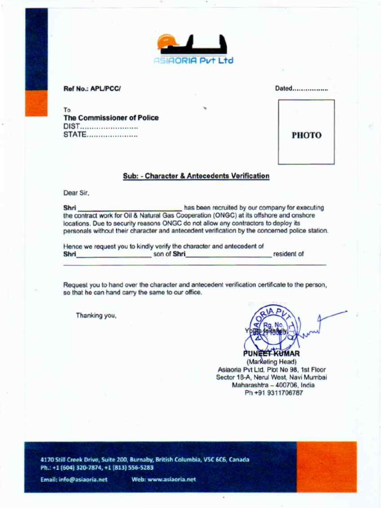 PCC Application Form | PDF