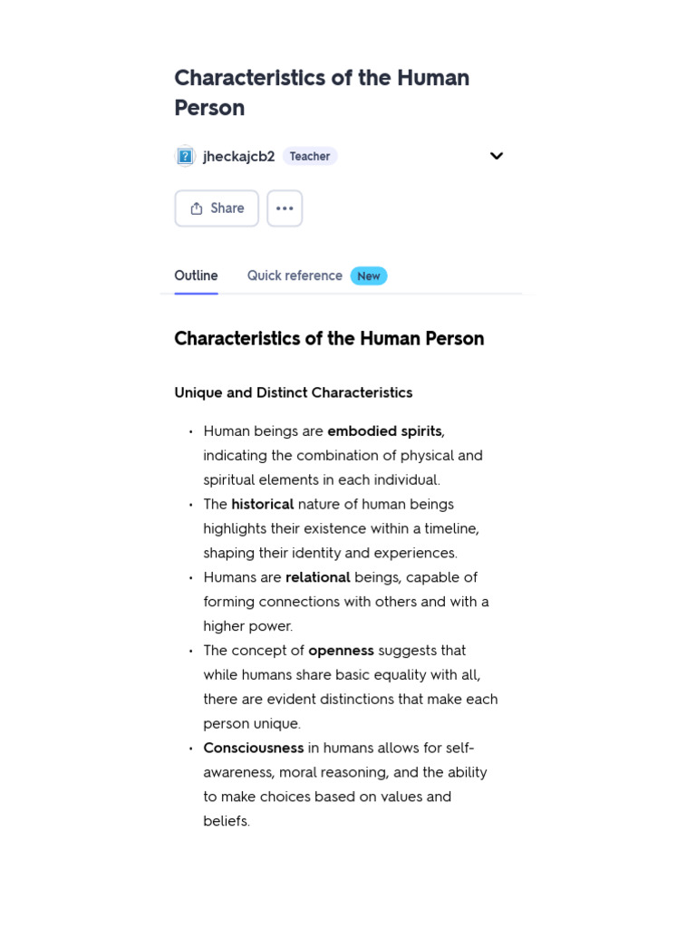 Characteristics of the Human Person Study Guide | Quizlet | PDF ...
