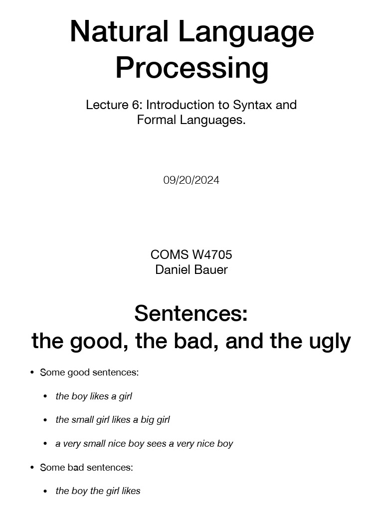 Lecture06-Syntax Formal Languages | PDF | Syntax | Mathematical Logic