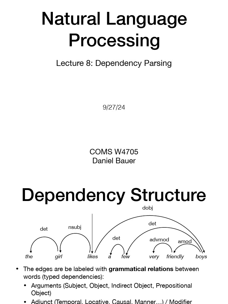 Dependency Parsing in Natural Language Processing | PDF | Grammar ...