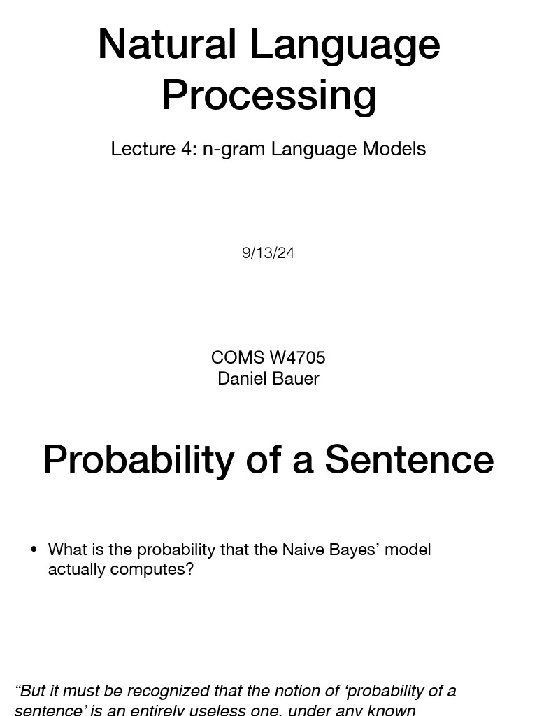 Lecture04-Ngram Lang Models | PDF | Linguistics