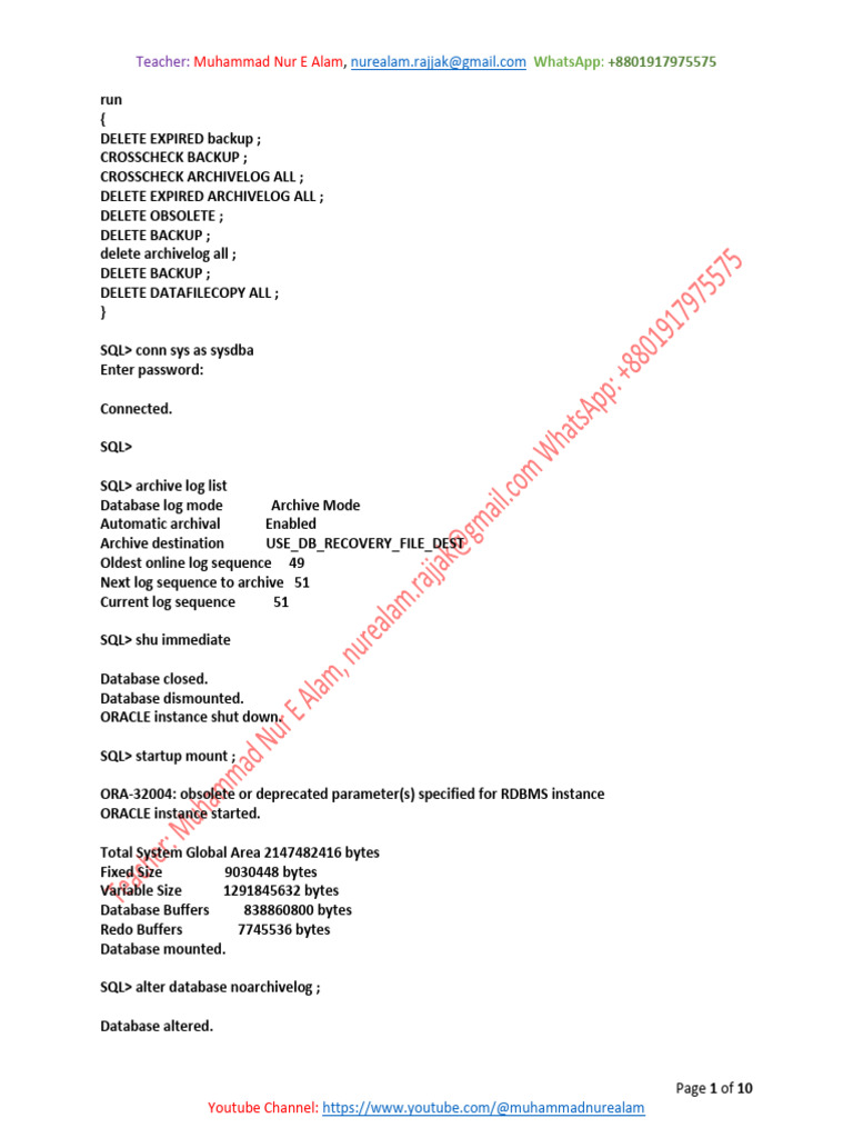 DBA Class File From Muhammad Nur E Alam for DDD 60 (20 Jan 2025) | PDF | Backup | Databases
