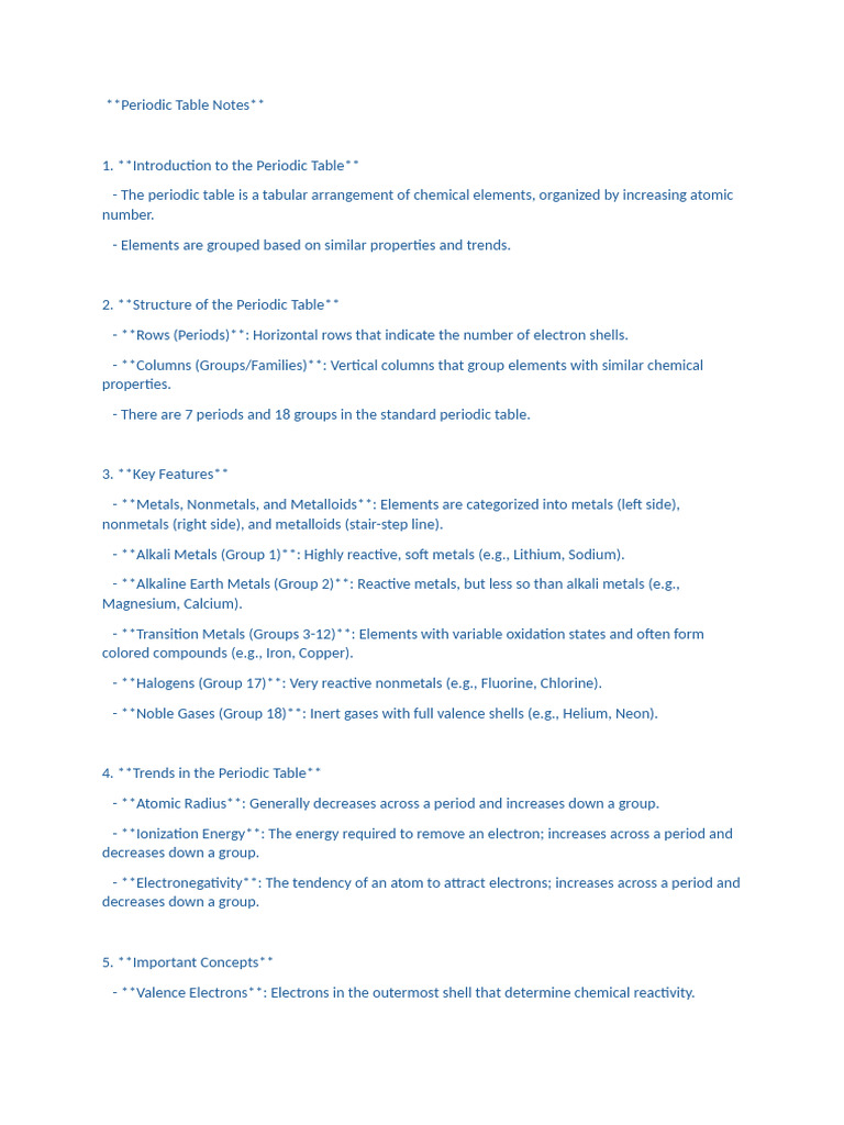 Regents Chemistry: Periodic Table Overview | PDF