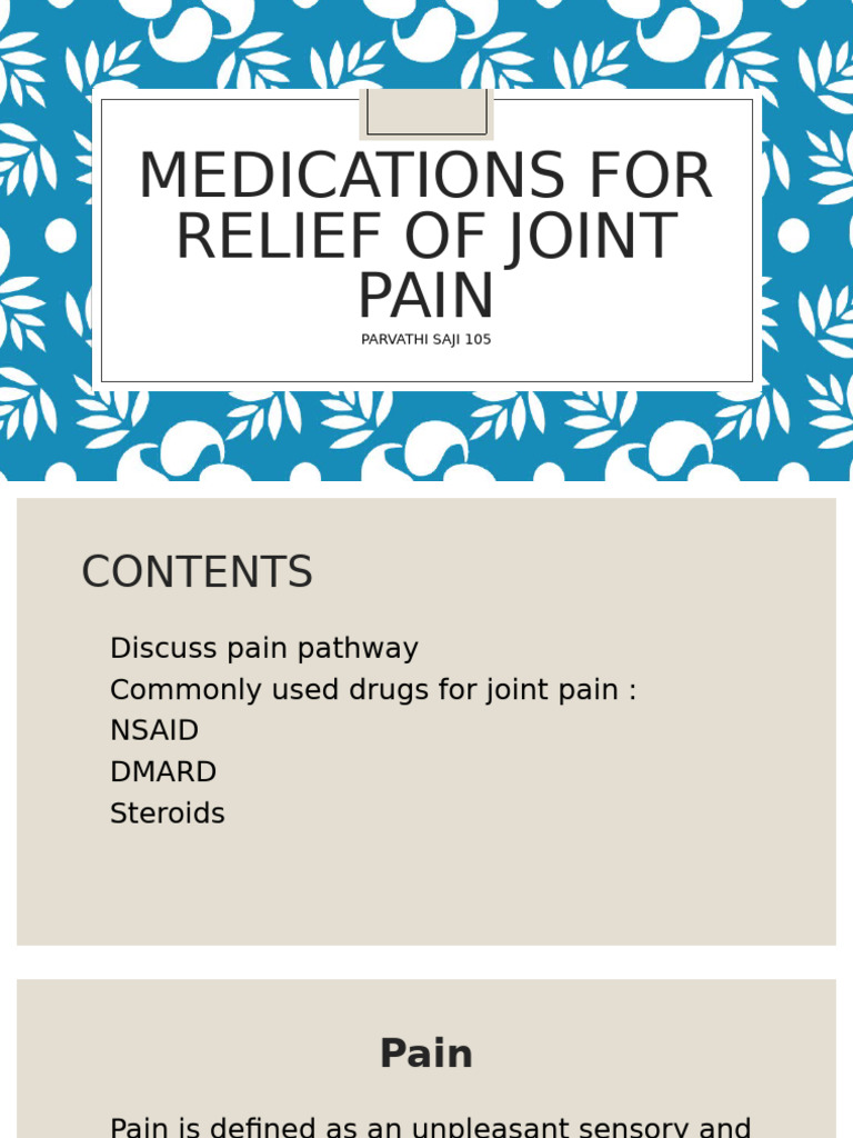 Medications For Relif of Joint Pain | PDF | Medical Specialties ...