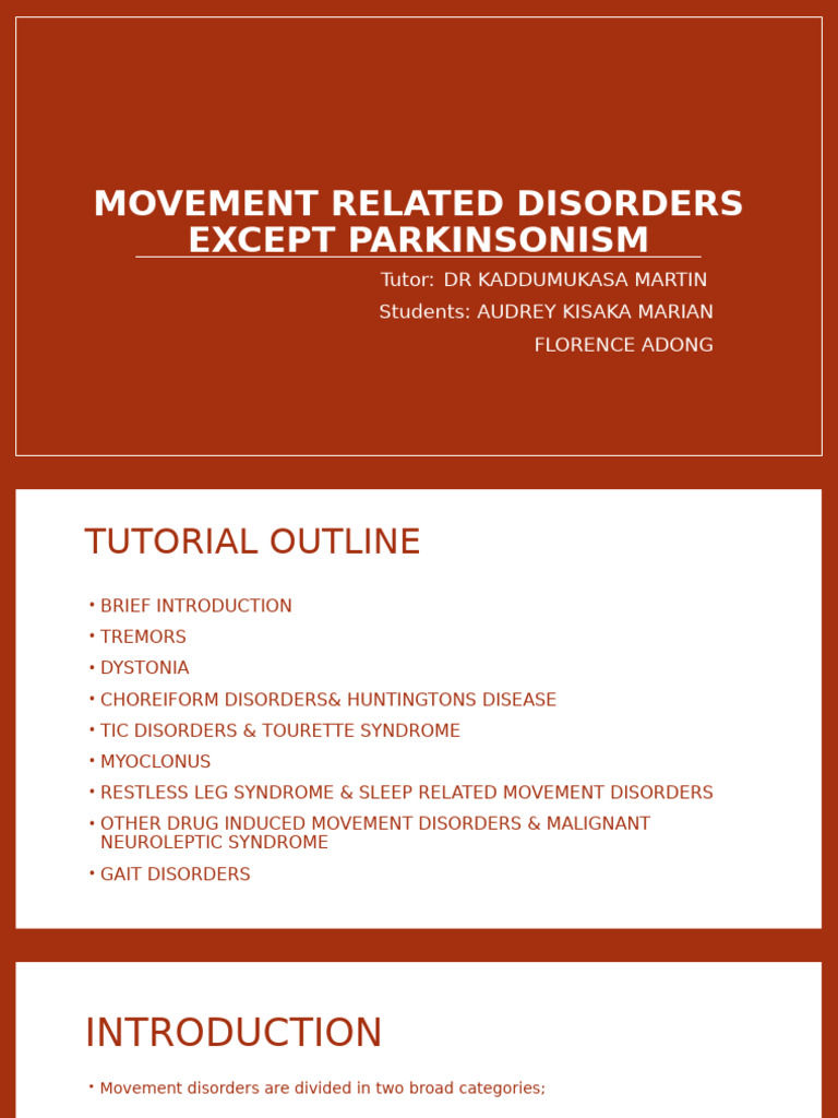 Overview of Movement Disorders | PDF | Tourette Syndrome | Antipsychotic