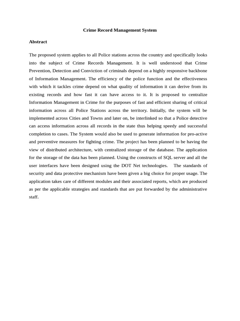 Crime Record Management System | PDF | Microsoft Sql Server | C Sharp (Programming Language)