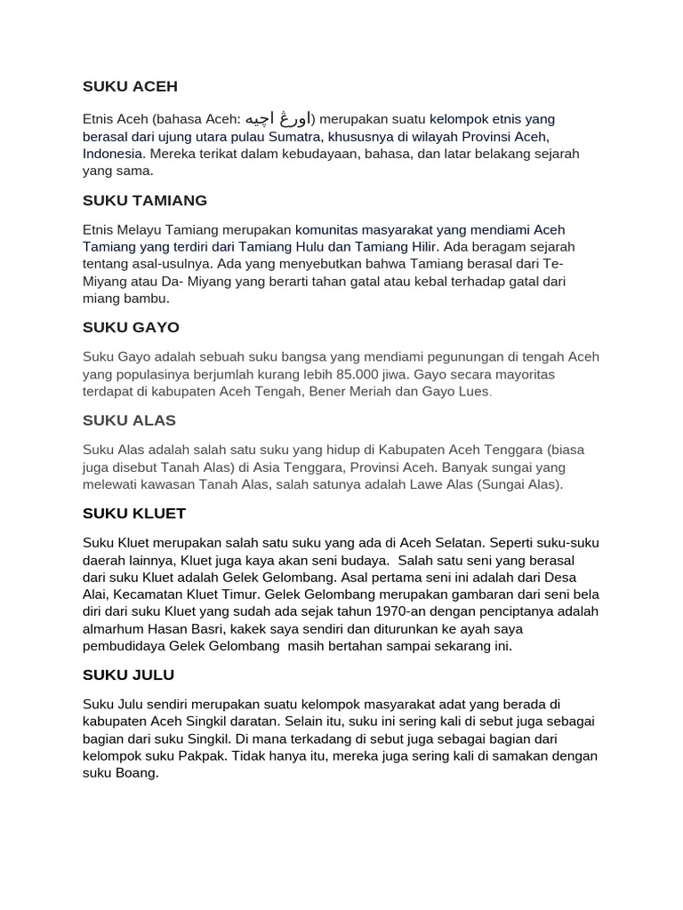 Suku Aceh | PDF