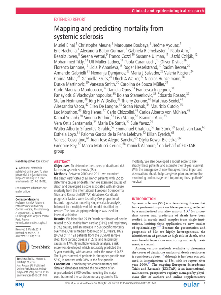 Mapping and Predicting Mortality From Systemic Sclerosis | PDF | Odds Ratio | Medicine