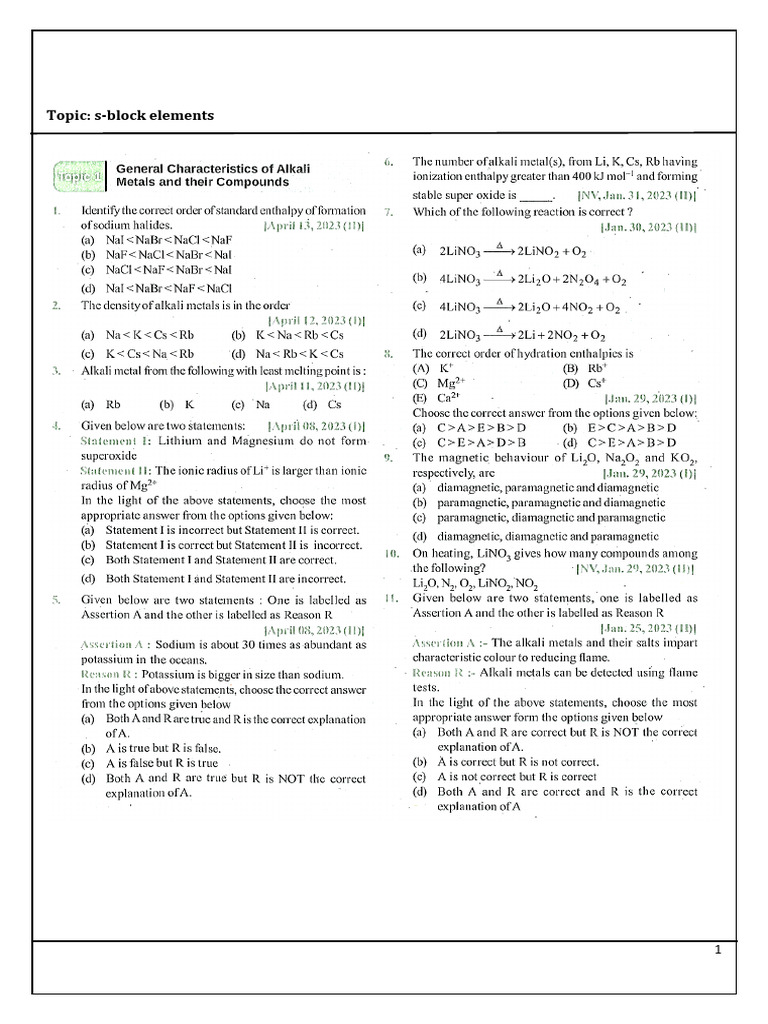 28. S-block elements | PDF