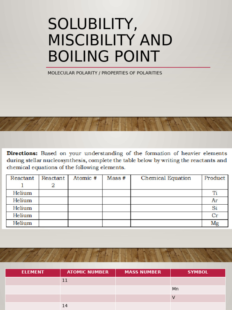 Solubility, Miscibility and Boiling Point | PDF