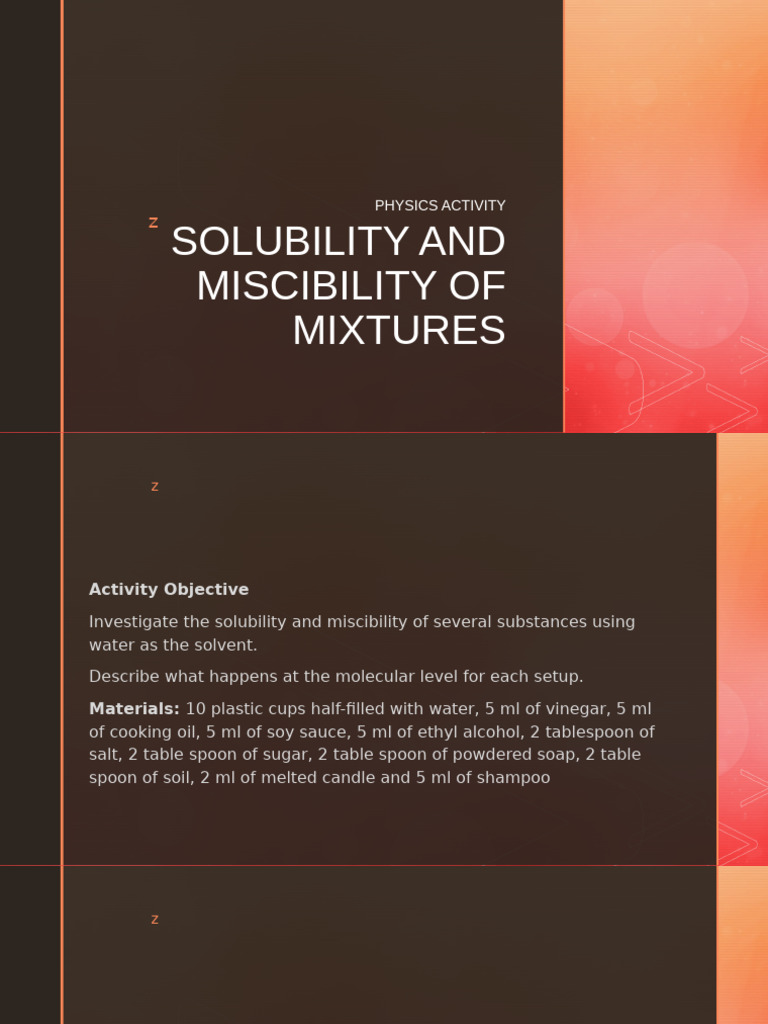 SOLUBILITY AND MISCIBILITY OF MIXTURES | PDF