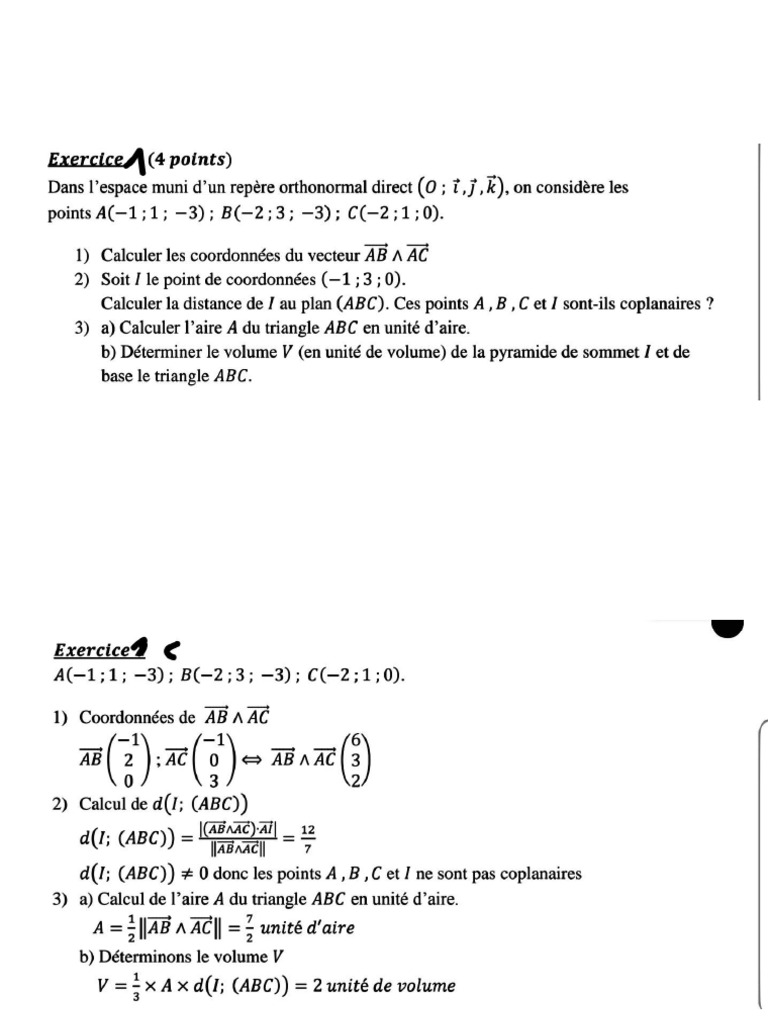 Exercices Probabilité Et Geometrie Dans L'espace Bac D | PDF