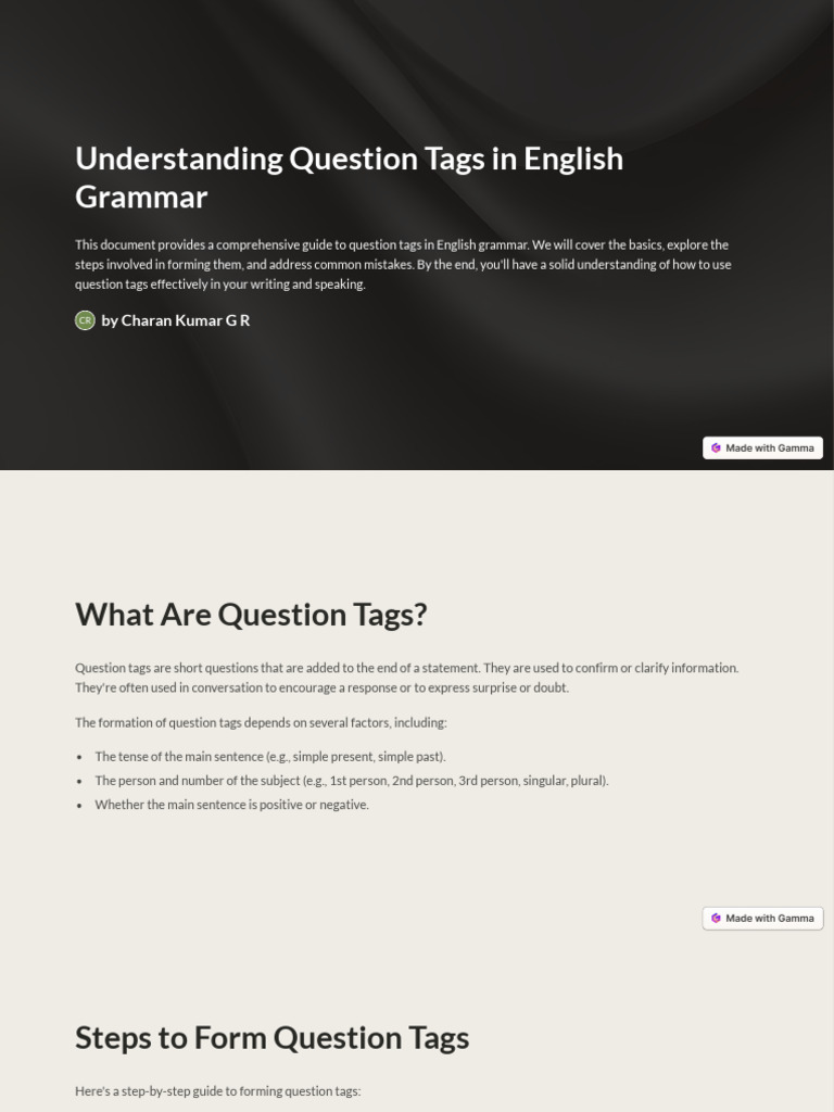 Understanding Question Tags in English Grammar | PDF | Subject (Grammar ...