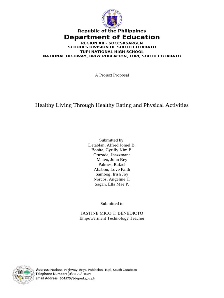 Project Proposal Health FINAL | PDF | Physical Fitness | Mental Health
