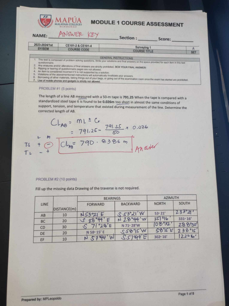 Answer Key M1 Exam | PDF