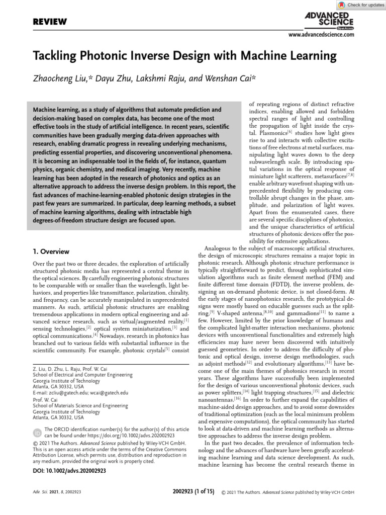 Tackling Photonic Inverse Design With Machine Learning | PDF | Deep ...