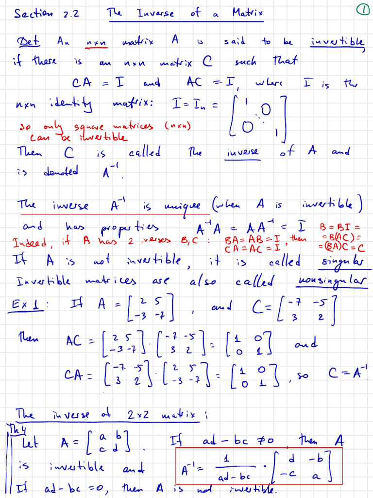 2.2 the Inverse of a Matrix (1) | PDF | Mathematics | Functional Analysis