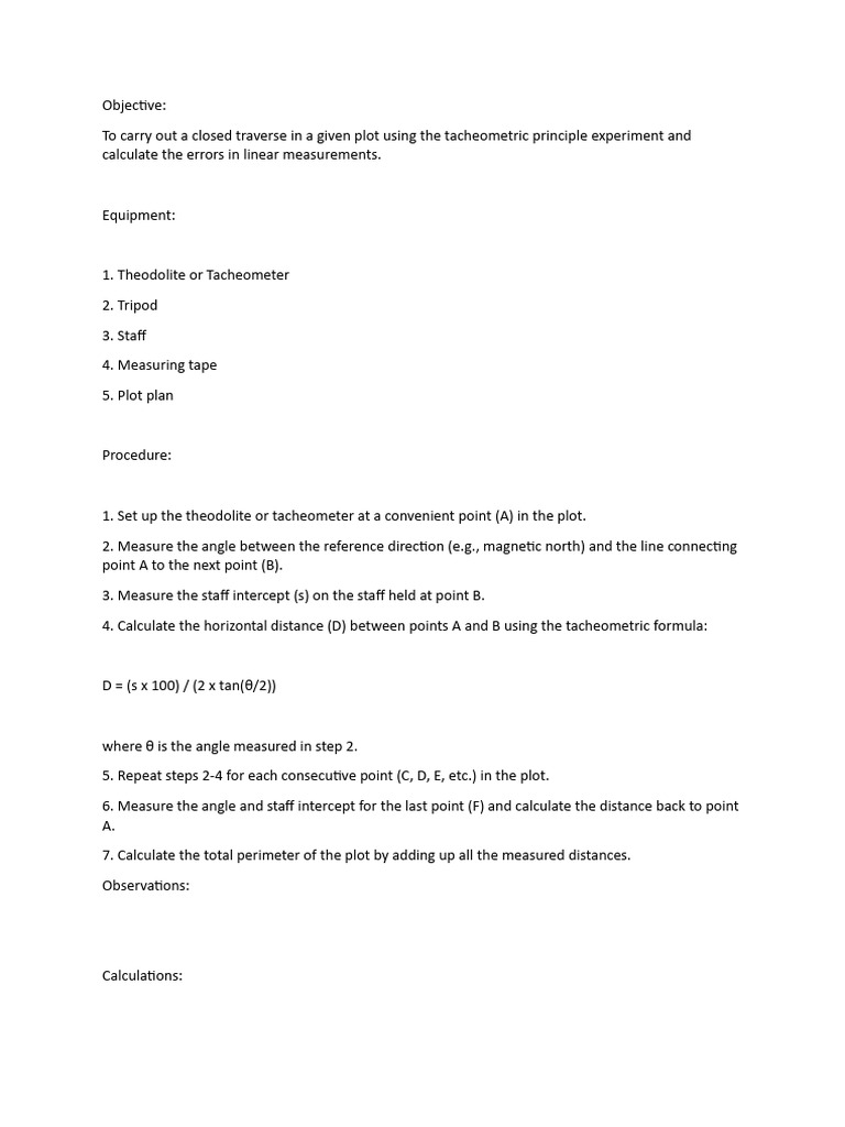 Closed Traverse | PDF