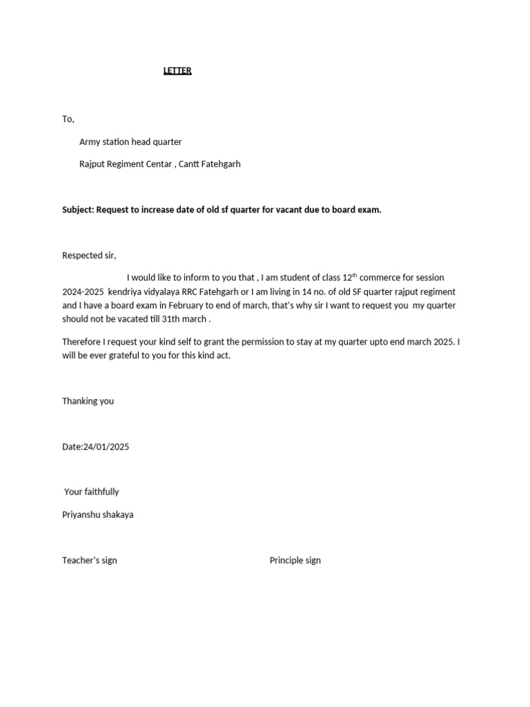 Request to Extend SF Quarter Stay | PDF