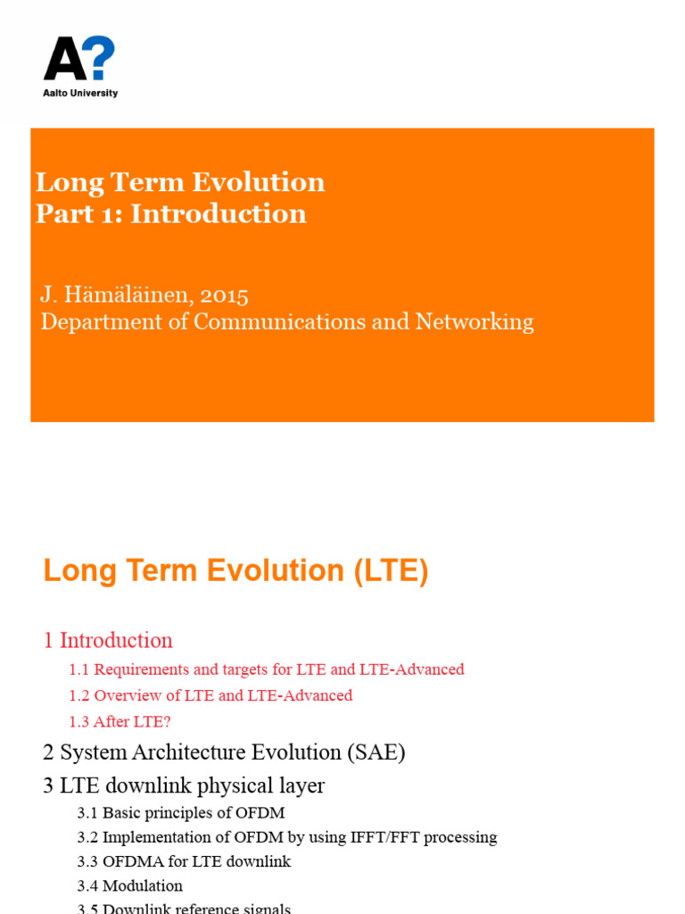 LTE Part1 (23052015 (27 Slides) ) | PDF | Lte Advanced | High Speed Packet Access
