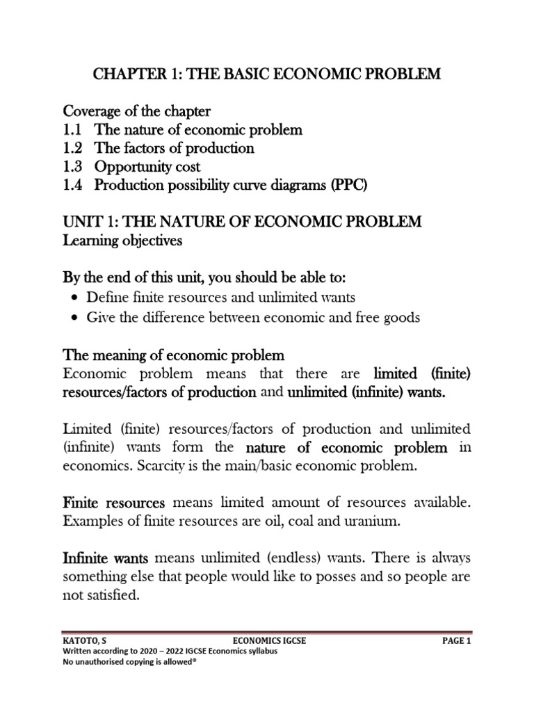 Igcse Economics Chapter 1 - 3 Notes-1 | PDF | Supply (Economics) | Demand