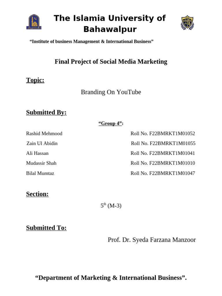 Social Media Marketing Final Project | PDF | You Tube | Social Media