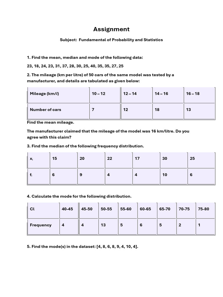 Assignment Statistics Pdf