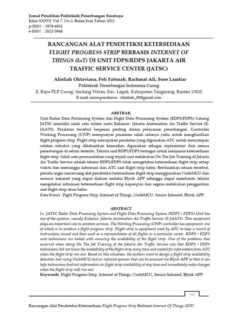 Alat Deteksi Ketersediaan Flight Strip IoT | PDF