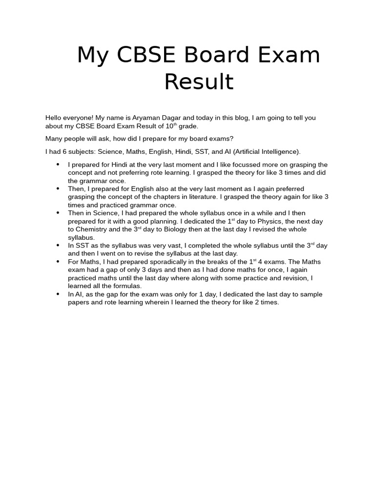 My CBSE Board Exam Result | PDF